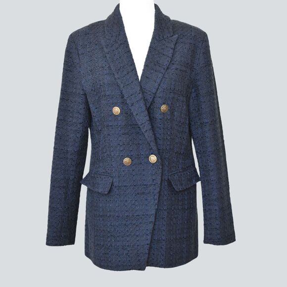 LOFT | Jackets & Coats | Loft Navy Tweed Boucle Doublebreasted Blazer ...